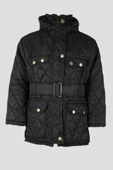Girls quilted school coat with detachable hood - Quality school ...